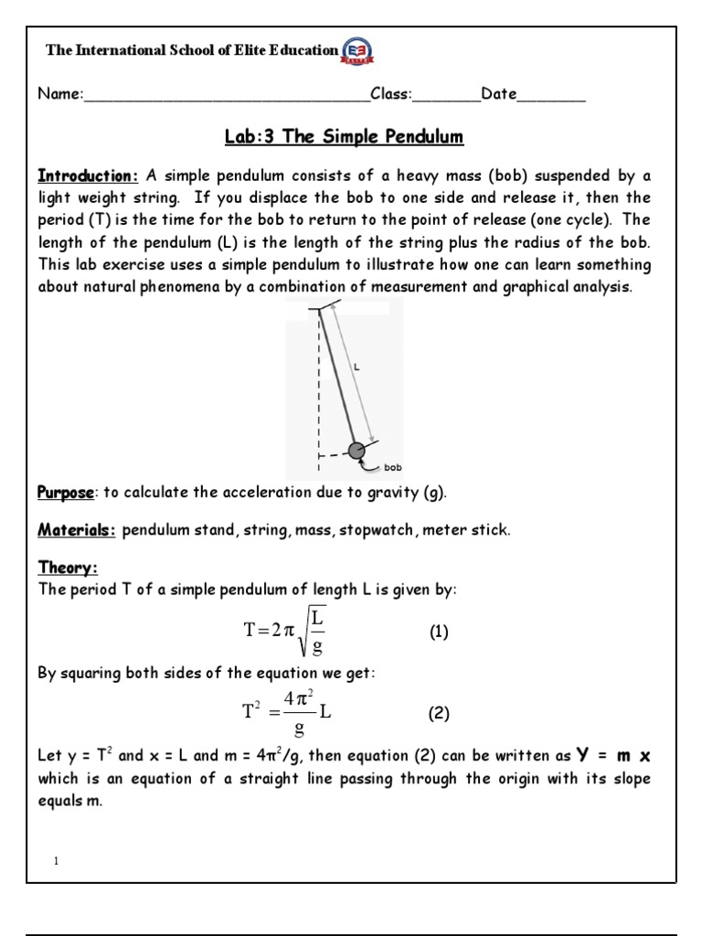 Pendulum Lab: Calculating Gravity (g) | PDF