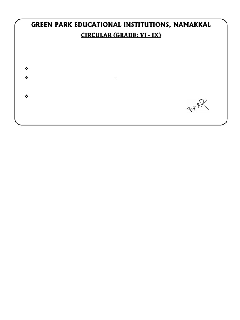 Holiday Circular (Vi - Ix) - 1 | PDF