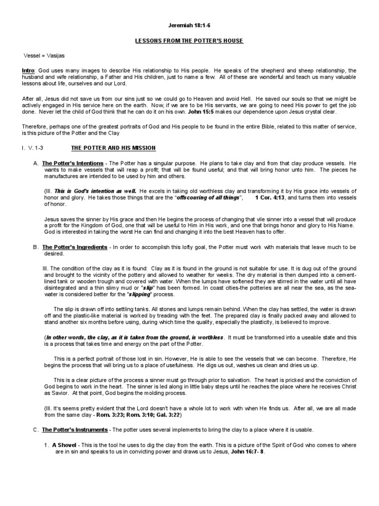 081411 Jeremiah 18 1-6 Potter and the Clay | Pottery | Jesus