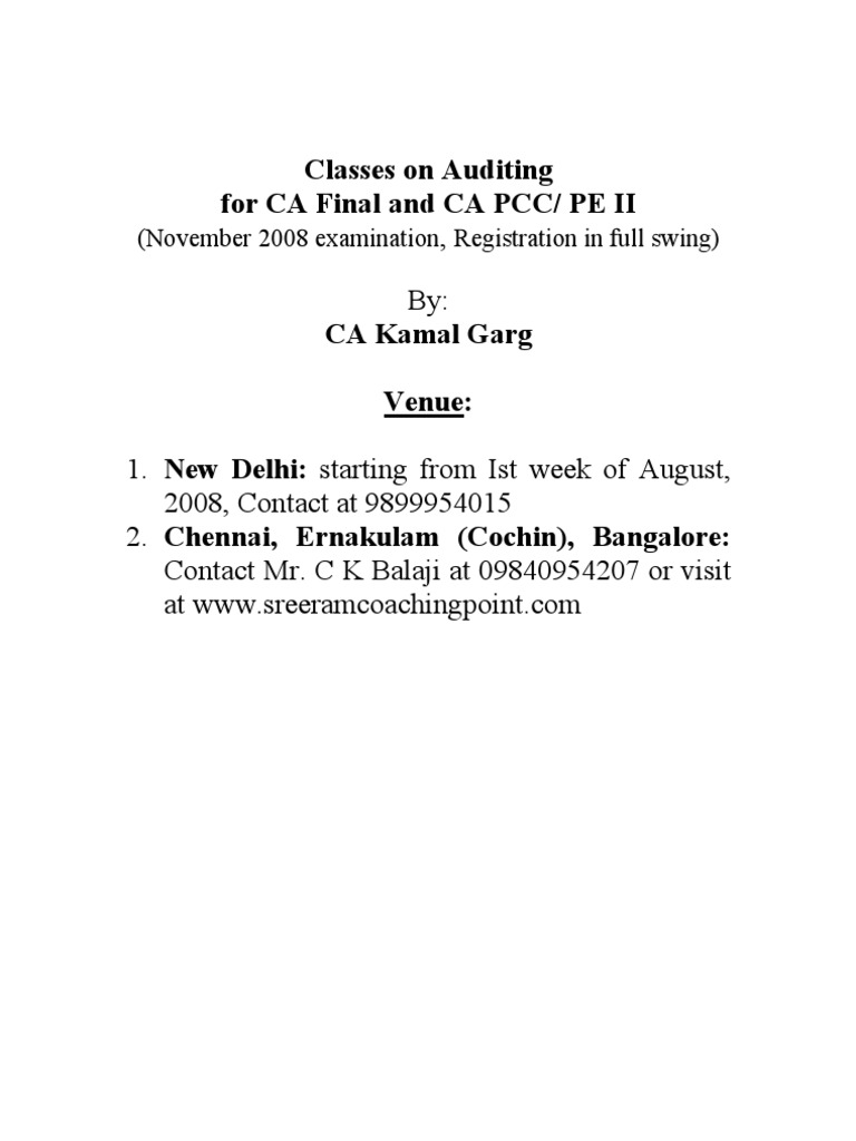 PCC Audit Notes | PDF