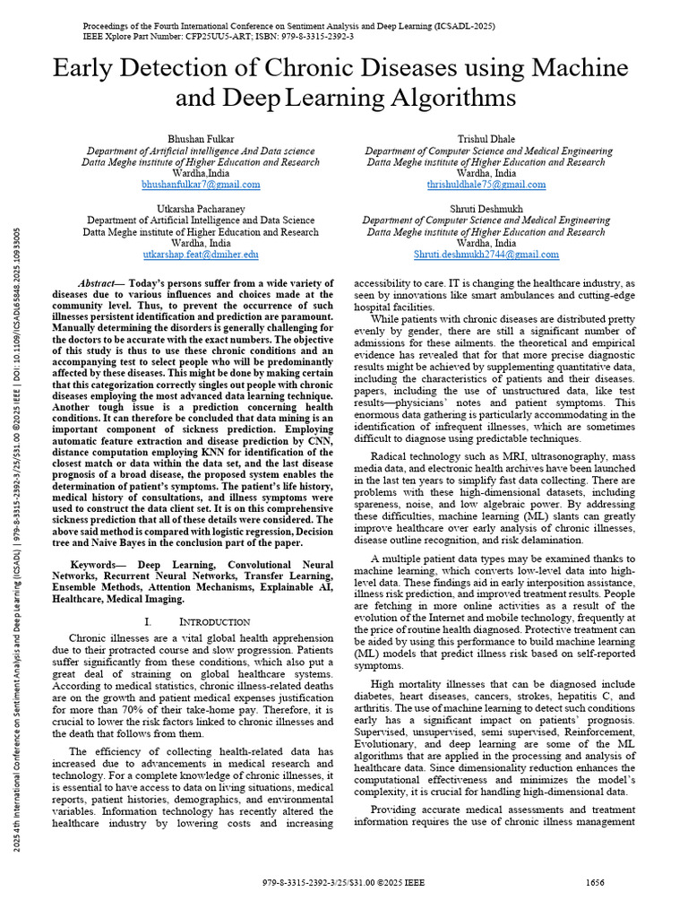 Early Detection of Chronic Diseases | PDF | Machine Learning | Diabetes