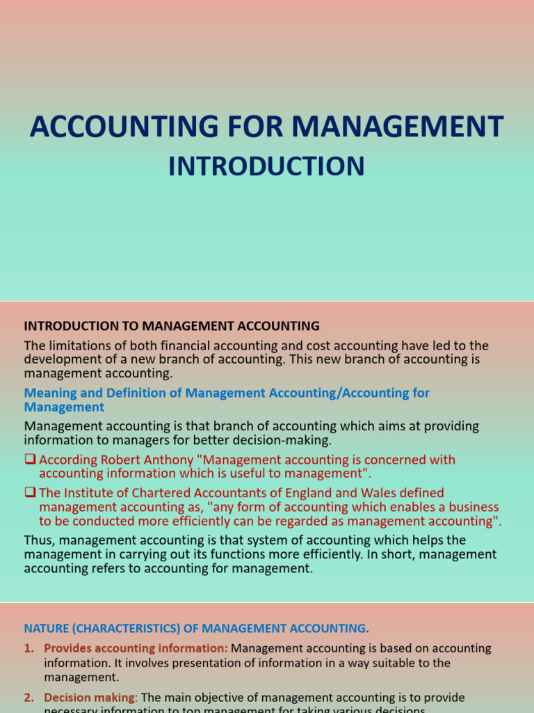 Understanding Management Accounting Basics | PDF | Management ...
