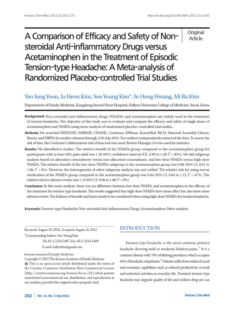 NSAIDs vs Acetaminophen for Tension Headache | PDF | Nonsteroidal Anti ...