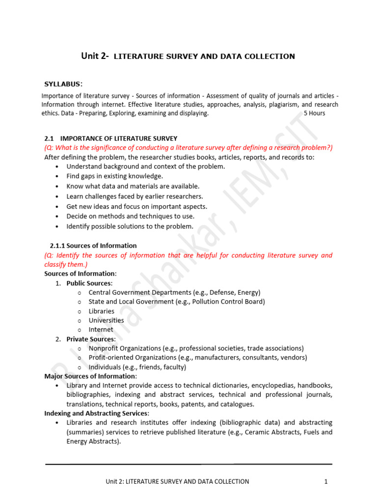 Unit-2 RM-Literature Survey - Final | PDF | Data | Information