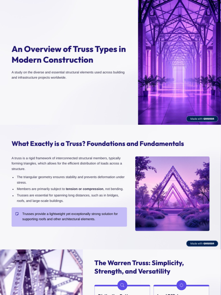 Truss Types in Modern Construction | PDF | Truss | Building Engineering