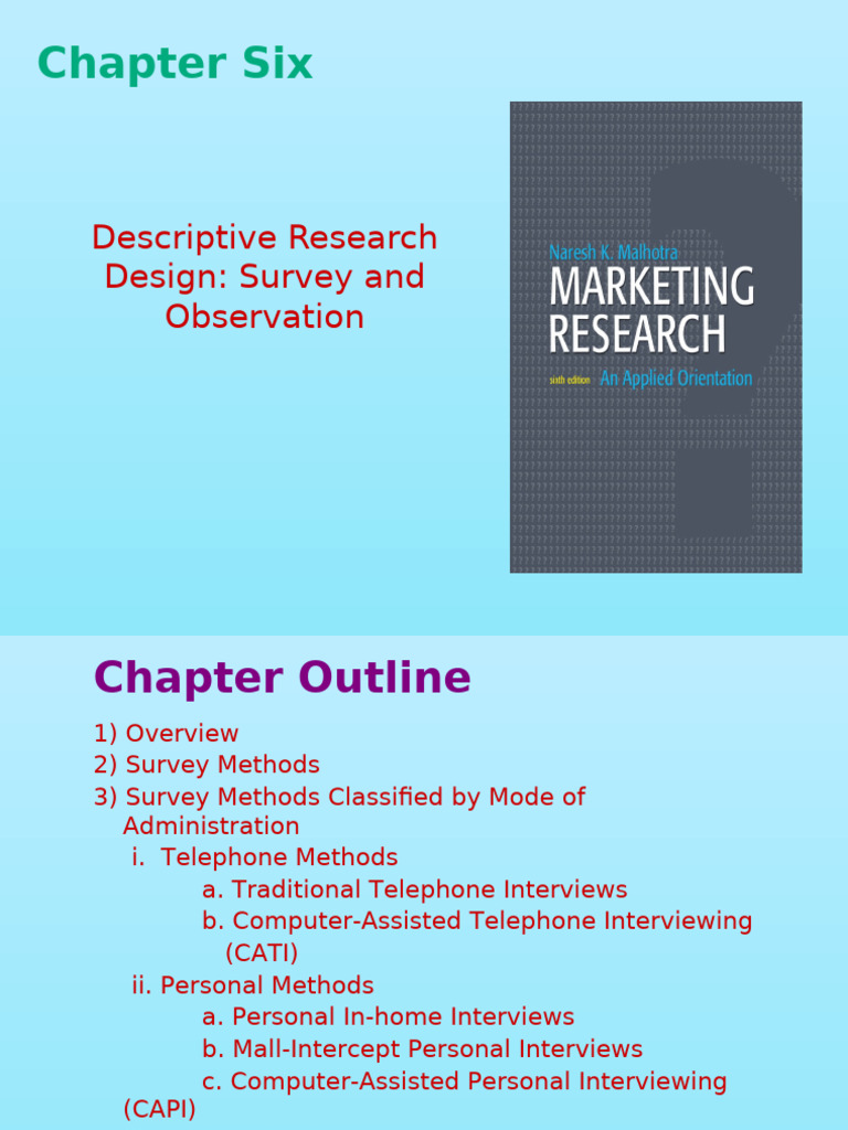 Chapter 6 - Descriptive Research Design - Survey and Observation | PDF | Survey Methodology ...