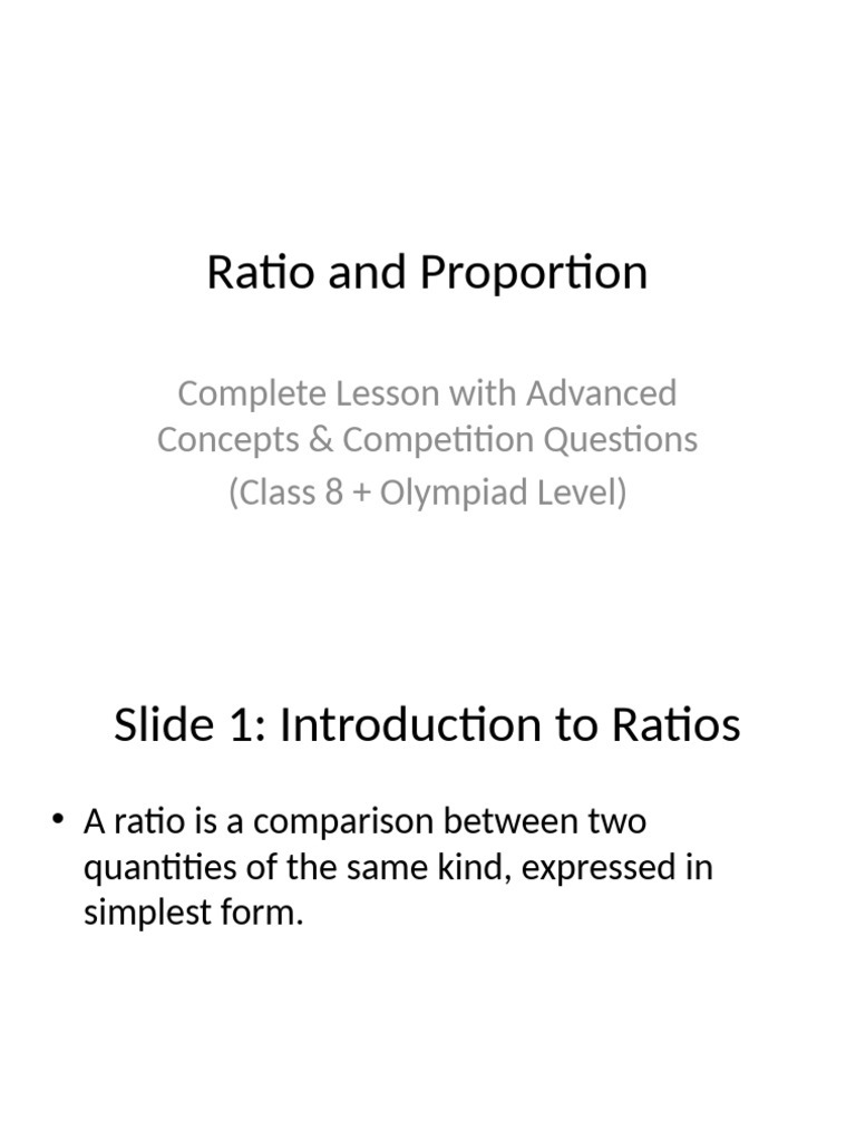 Ratio and Proportion Guide for Class 8 | PDF | Ratio | Division ...