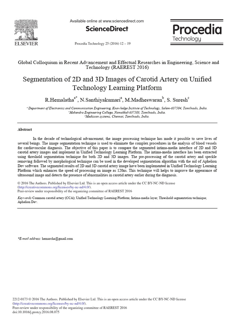 Segmentation of 2D and 3D Images of Carotid Artery On Unified ...
