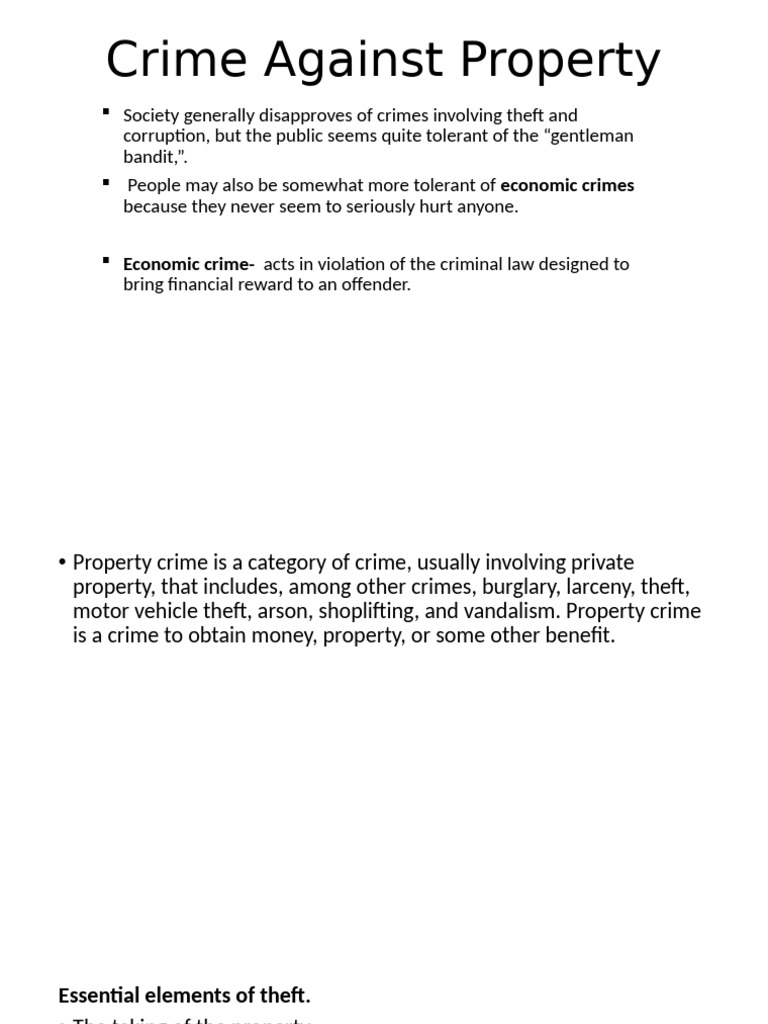 Understanding Property Crimes Explained | PDF | Burglary | Theft
