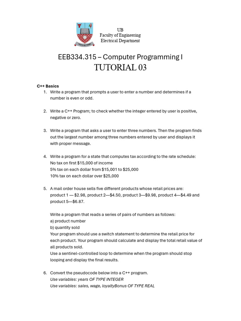 EEB334 315-Tutorial03 2025 | PDF | Fee | Taxes