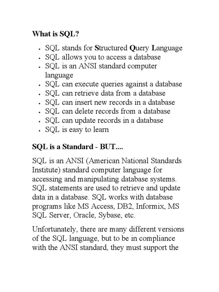 What Is SQL | PDF | Database Index | Sql