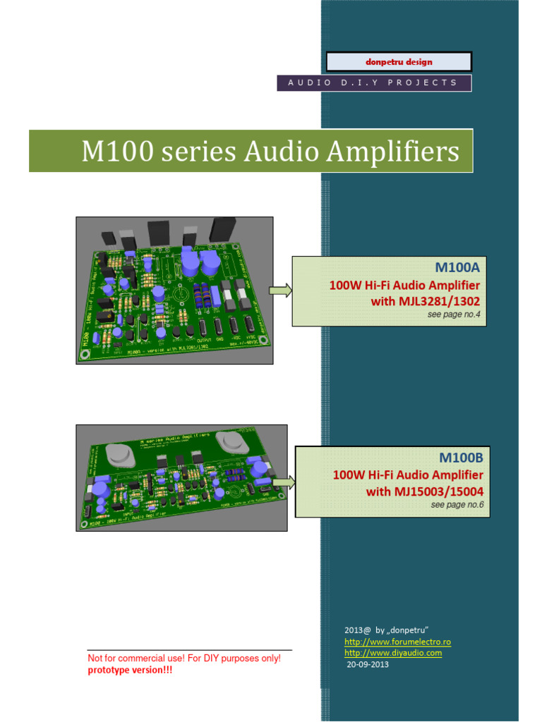 M100 - 100W Hi-Fi Audio Amplifier | PDF | Amplifier | Computer Engineering