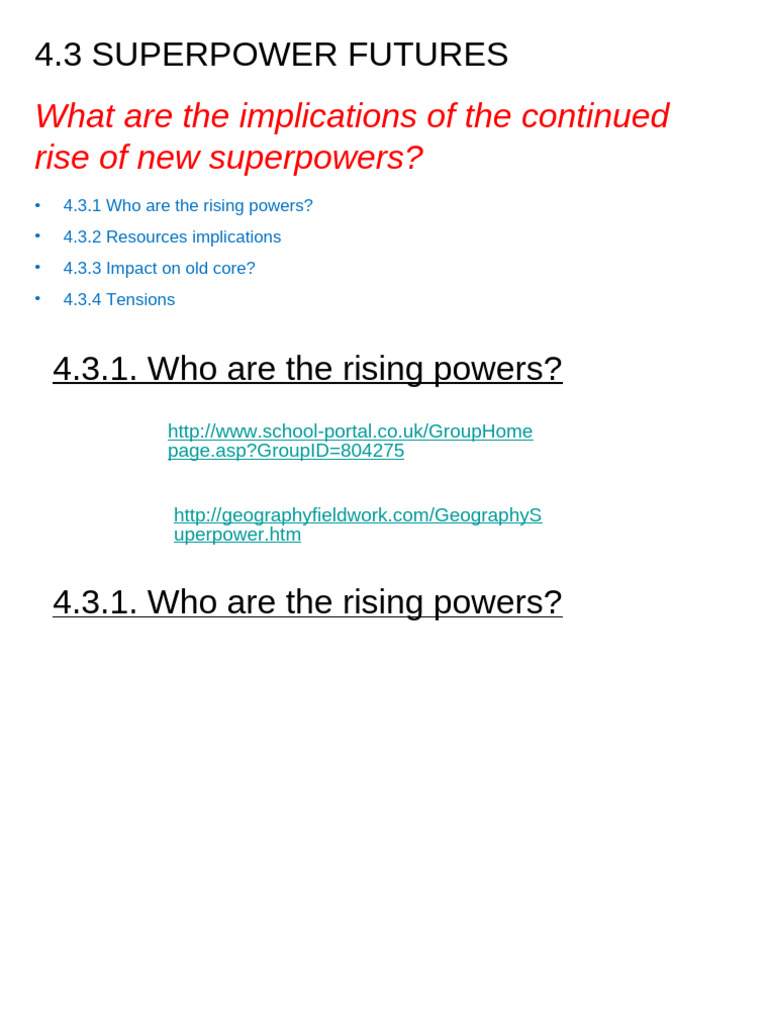 4.3 Superpower Futures | PDF | China | World Politics