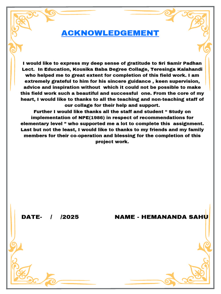 Acknowledgement 8.9.10 | PDF | Gratitude | Positive Mental Attitude