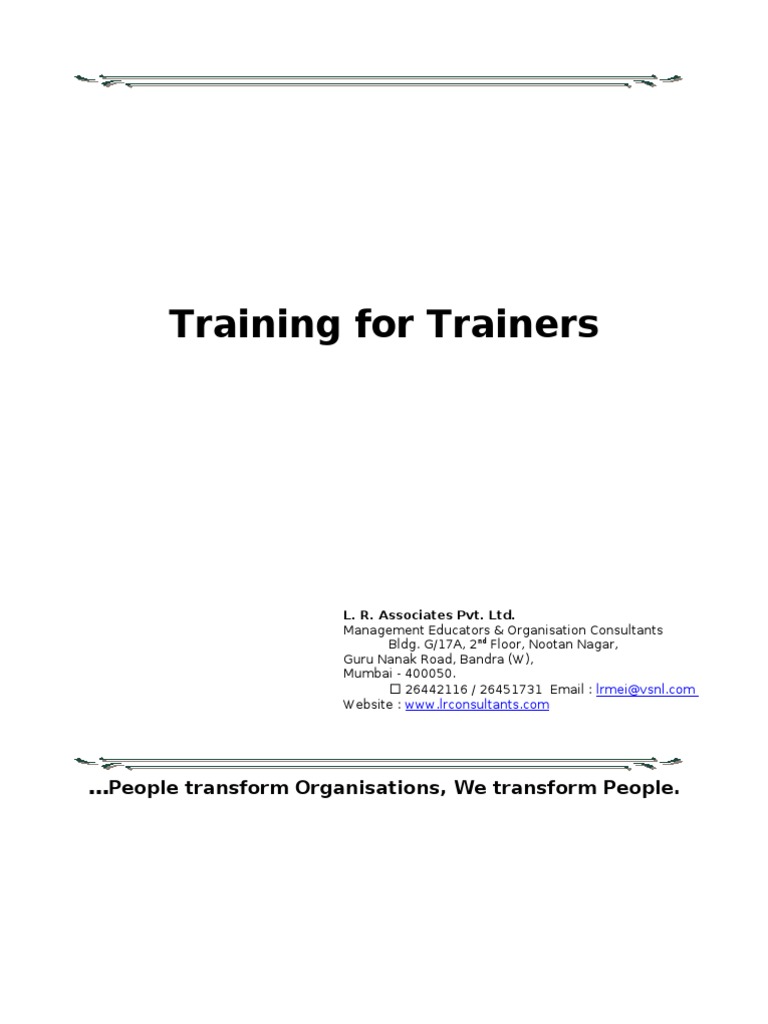 Handout - Training The Trainer | PDF