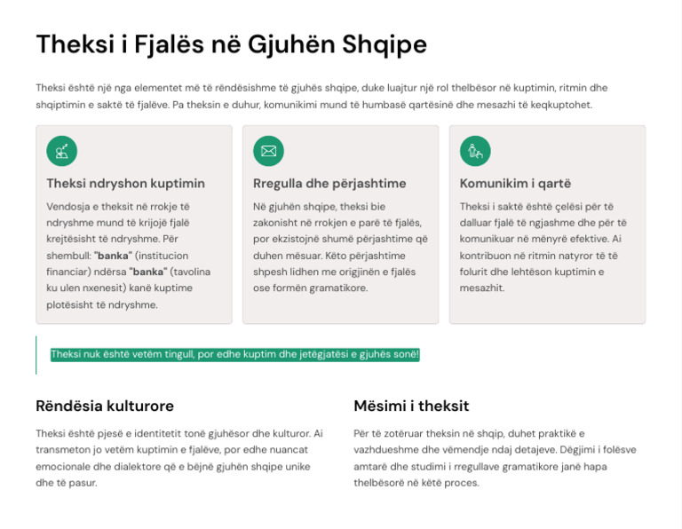 Theksi I Fjales Ne Gjuhen Shqipe | PDF