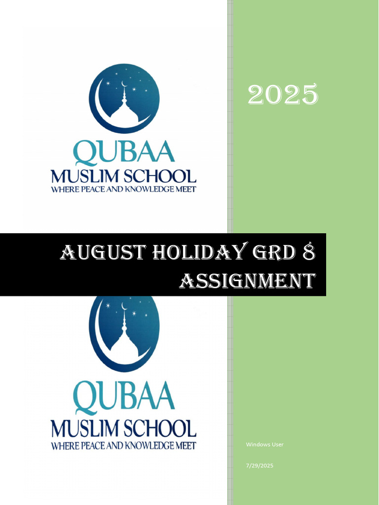 Grade 8 Aug Holiday Assignment | PDF | Water | Blood