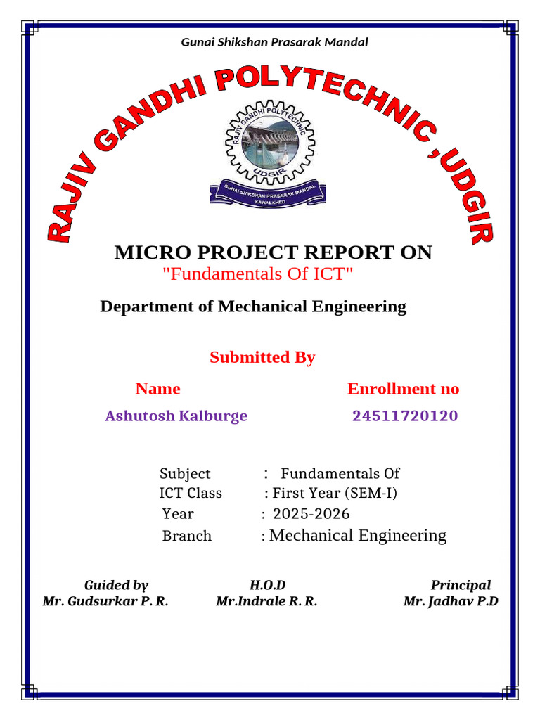 ICT Fundamentals Micro Project Report | PDF | Educational Stages