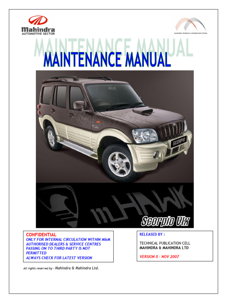 Scorpio VLX Maintenance Schedule Guide | PDF | Leak | Four Wheel Drive