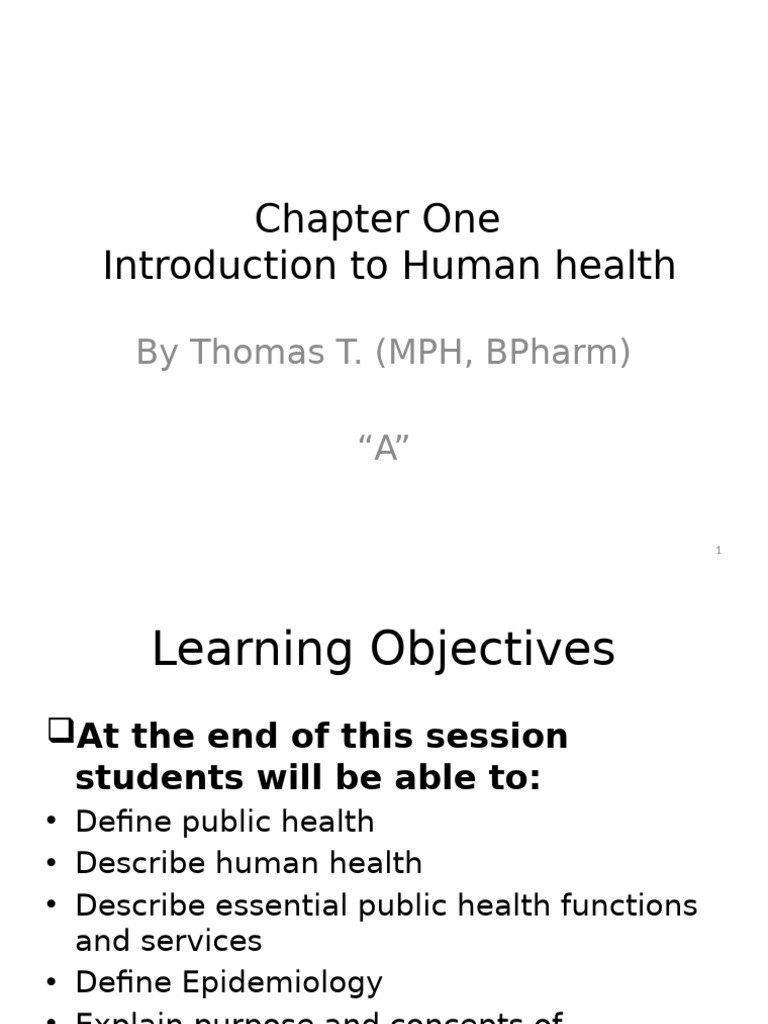 A - Chapter One Introduction To Human Health | PDF | Epidemiology ...