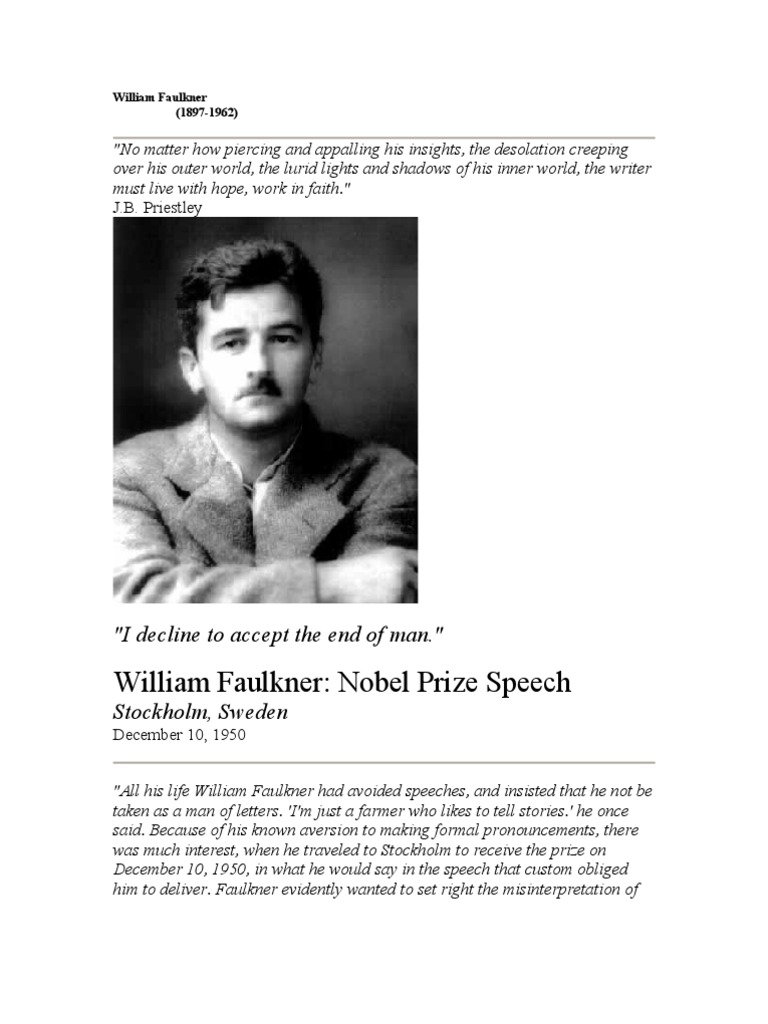 William Faulkner Nobel Prize Acceptance Speech | William Faulkner