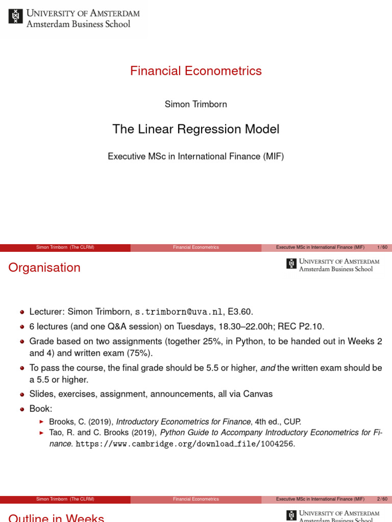 STR Fin Etrics Slides1 Annotated | PDF | Dependent And Independent ...