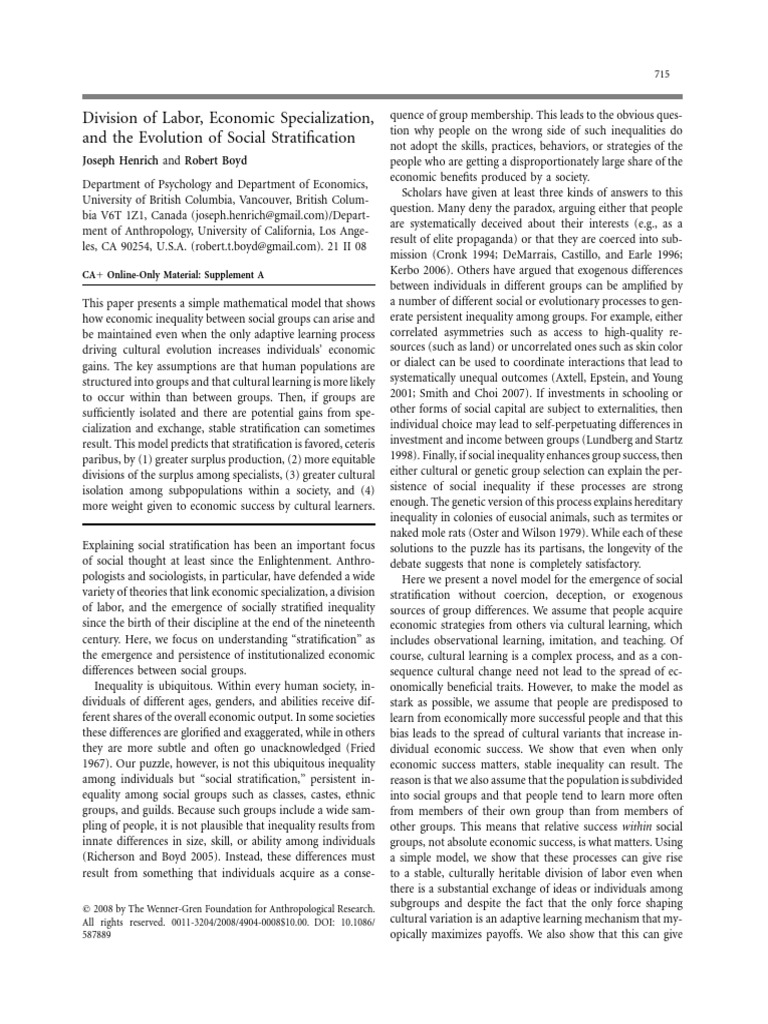 Division of Labor Economic Specializatio | PDF | Economic Equilibrium ...