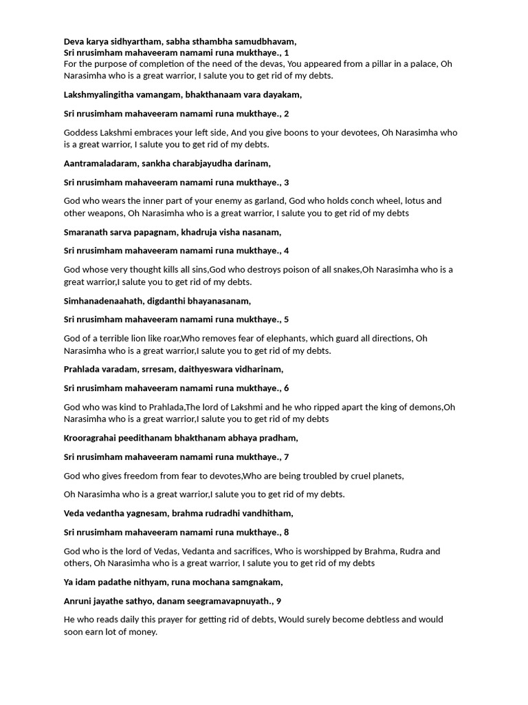 Runa Vimochana Mantra | PDF