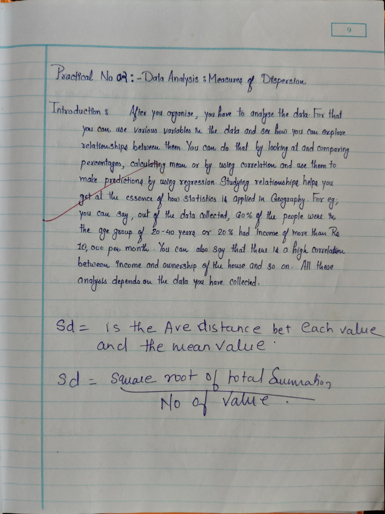 Practical No 2 Data Analysis Me Measure of Dispersion | PDF | Data | Information Retrieval