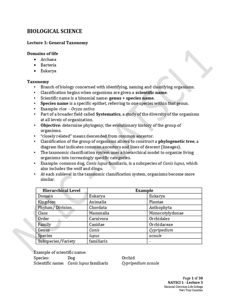 Lect3 - General Taxonomy Handout | PDF | Fungus | Virus