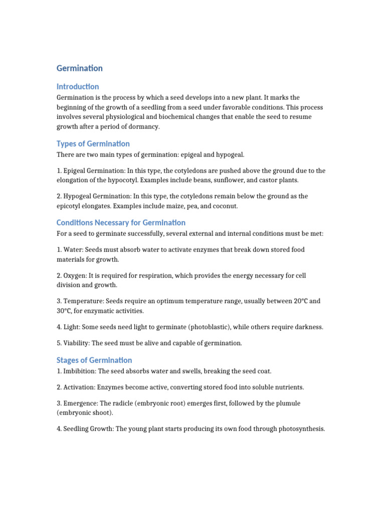 Understanding Seed Germination Process | PDF