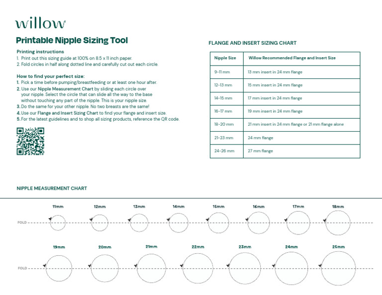 2023 Willow Printable Cutout Sizing Tool | PDF