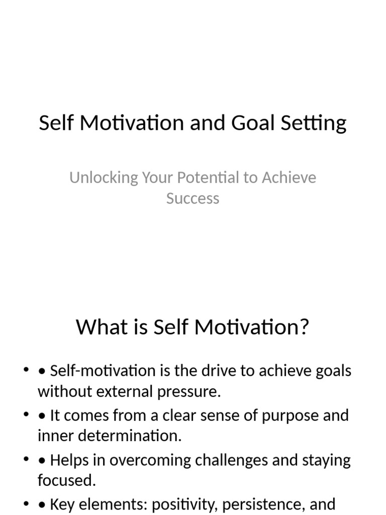 Self Motivation and Goal Setting Tas | PDF