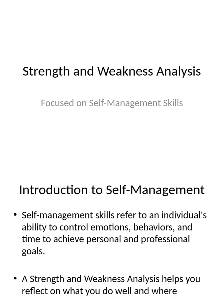 Strength and Weakness Analysis Self Management Amy | PDF