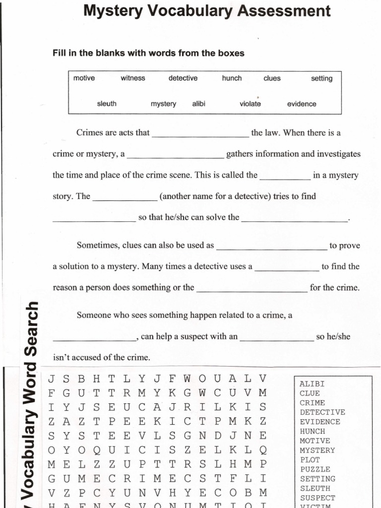Mystery Vocabulary Assessment Guide | PDF