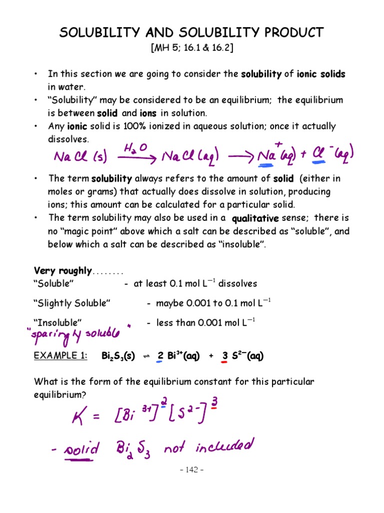 Solubility Product Notes | PDF | Solubility | Solution