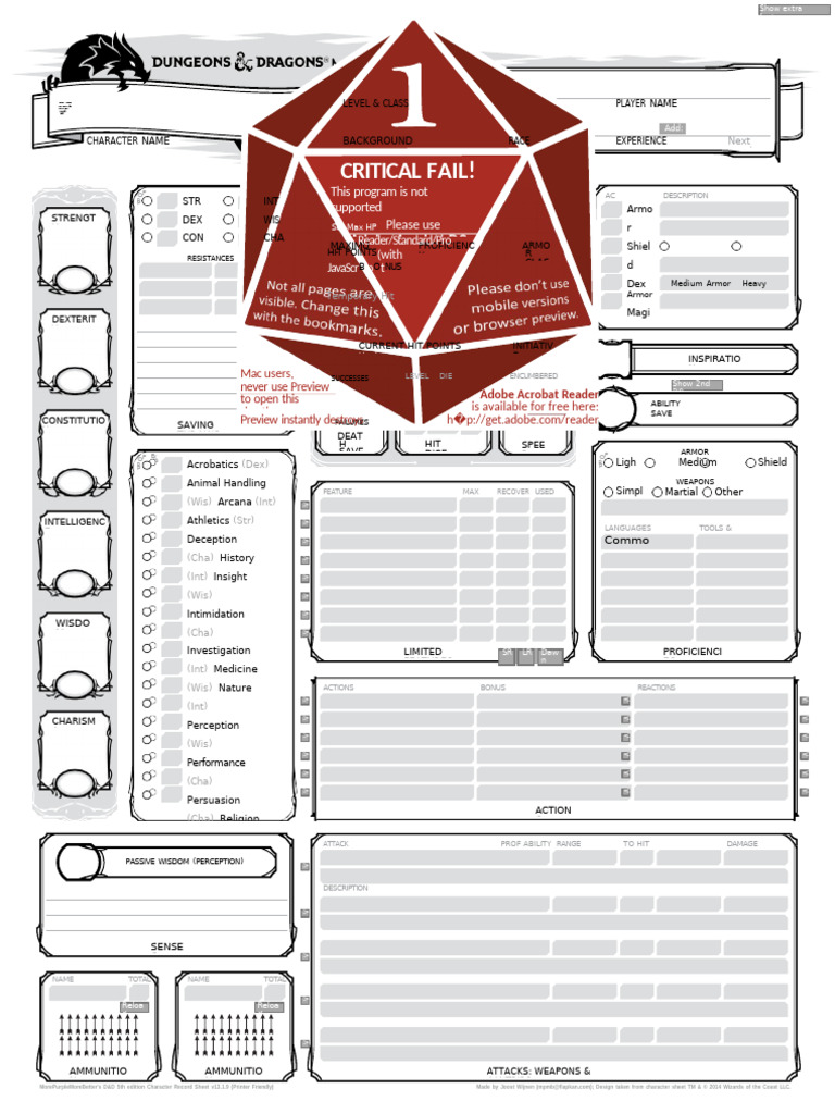MPMB's Character Record Sheet (v13.1.9) (Printer Friendly) | PDF ...
