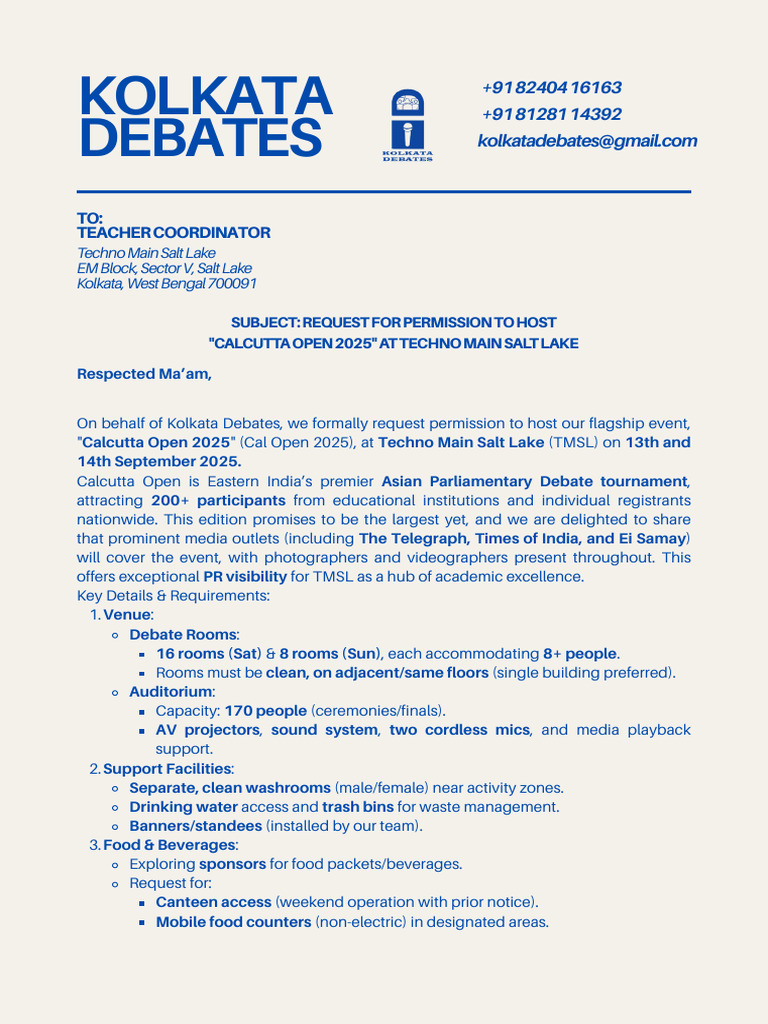 Blue Beige Professional Business Letter A4 Document | PDF | Kolkata