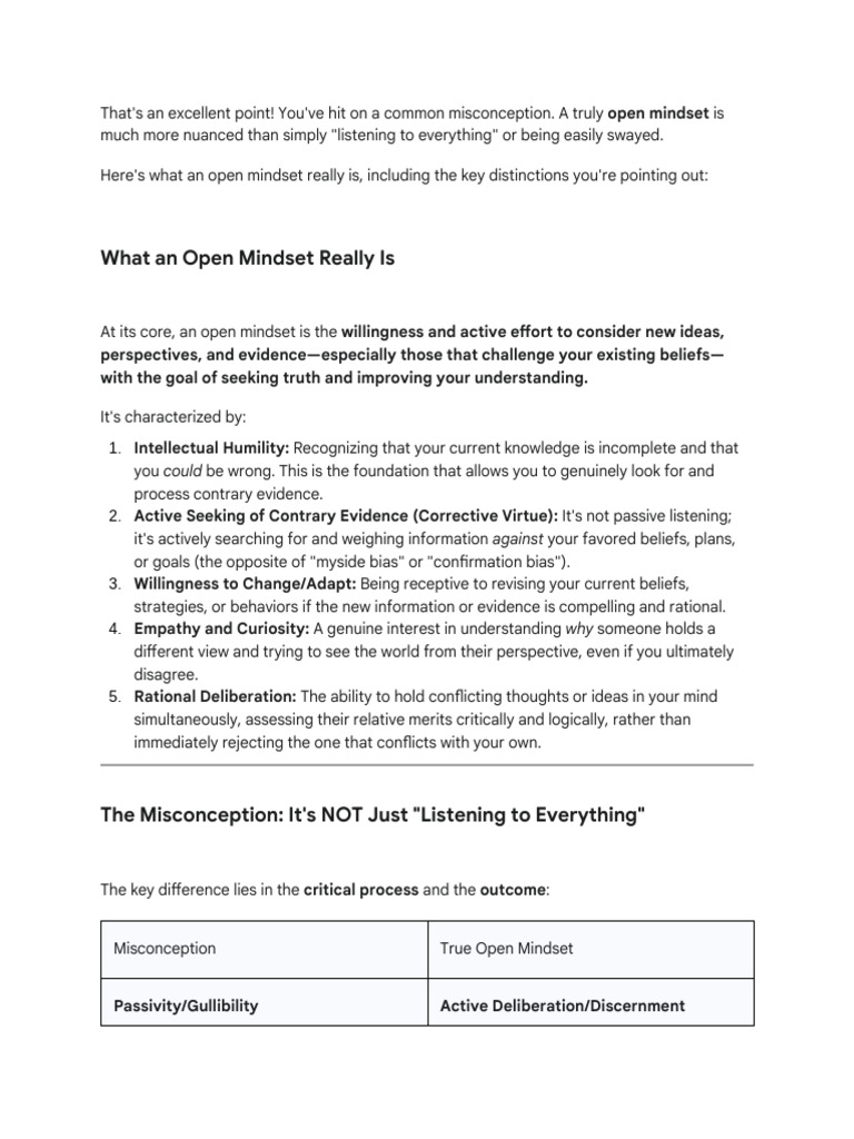 What Does An Open Mindset Really Is - I Think It A... | PDF ...