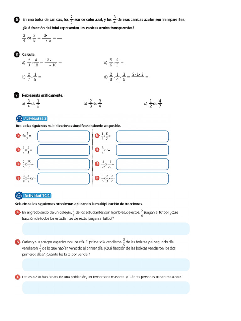 Taller Multiplicación de Fracciones | PDF
