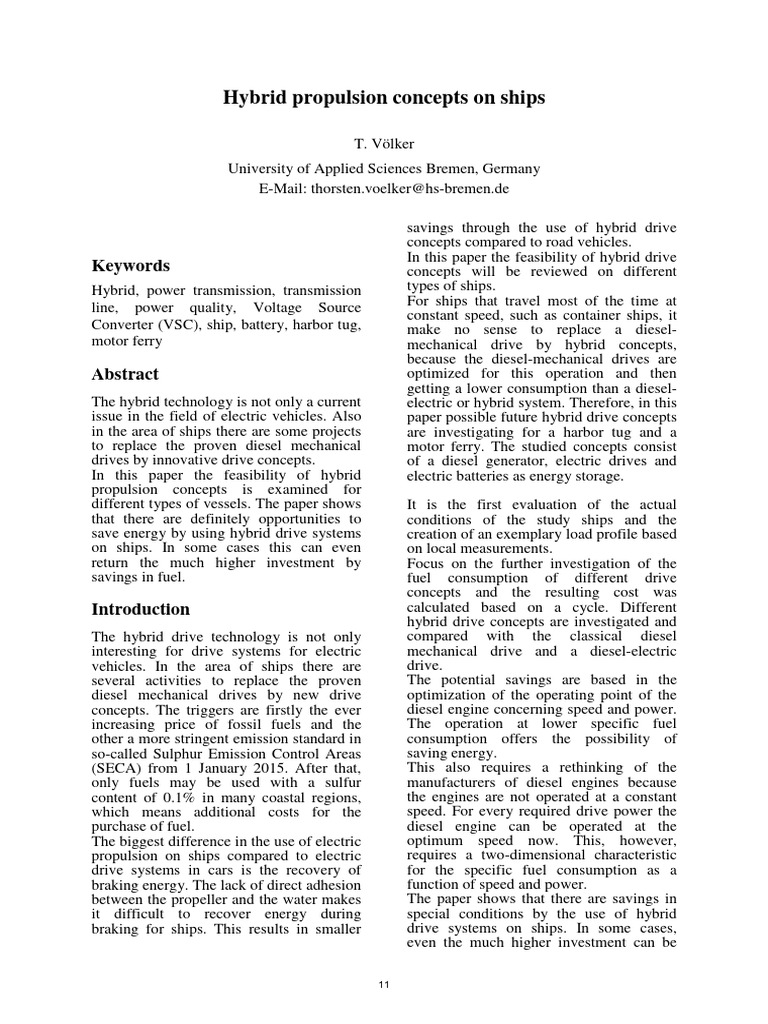 Völker Hybrid PropulsionConceptsOnShips | PDF | Hybrid Vehicle | Engines