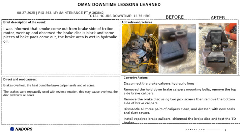 Lesson Learned TDS Brakes | PDF