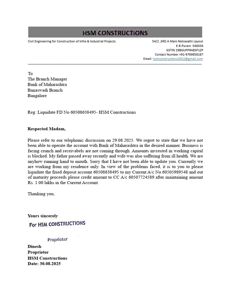 FD Letter | PDF