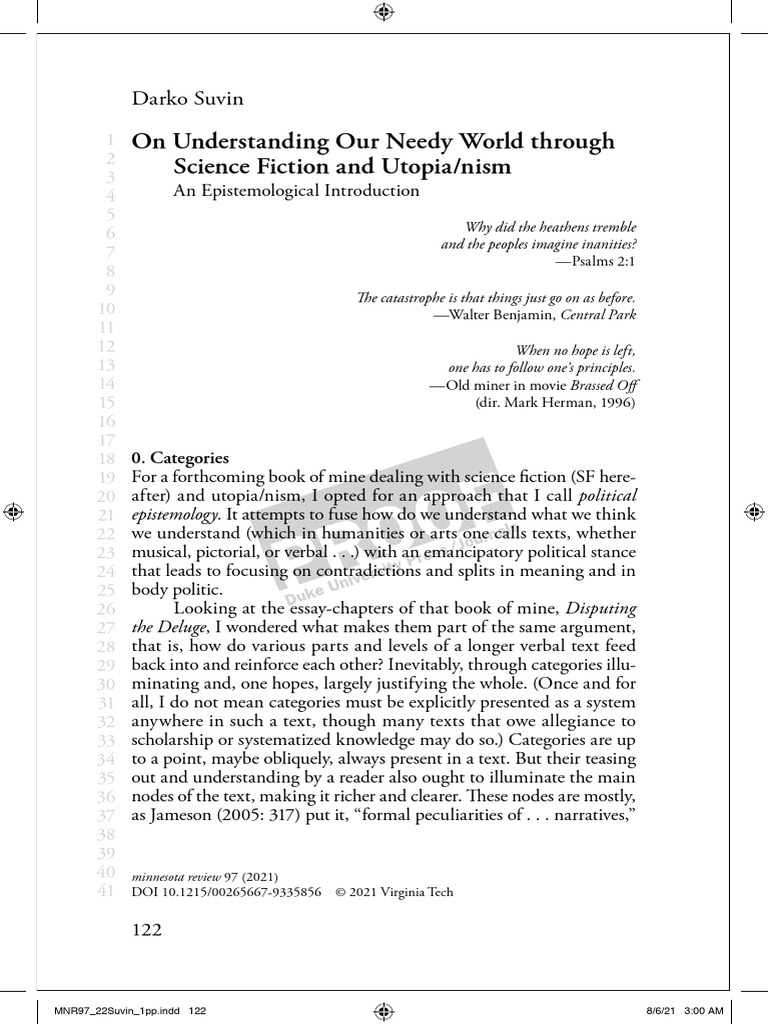 Suvin - On - Understanding - Our - Needy - World - Through | PDF ...
