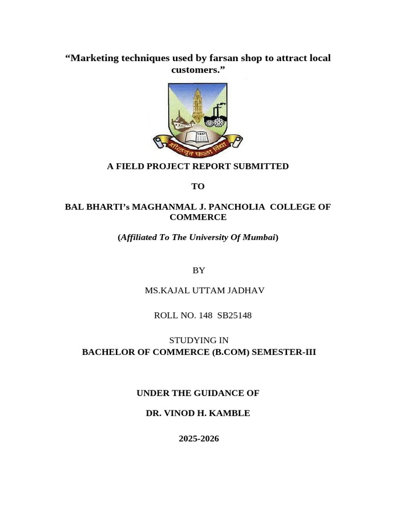 Jadhav Kajal Field Project Report | PDF | Consumer Behaviour | Brand