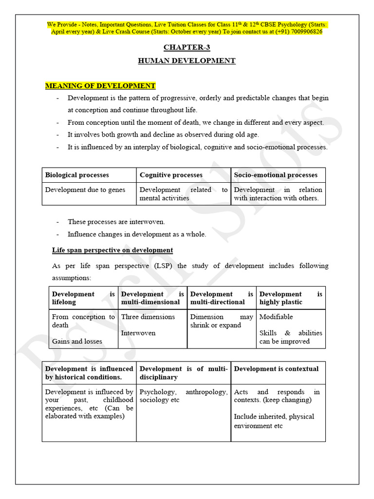 CBSE Psychology: Human Development Insights | PDF | Thought ...