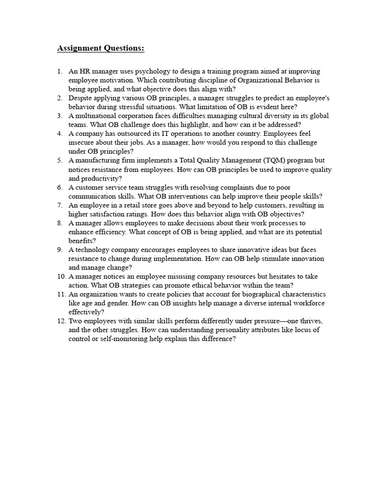 Assignment of Organisationaal Behaviour | PDF