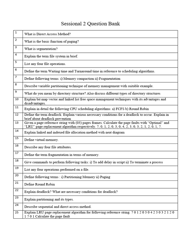 Question Bank OSY | PDF