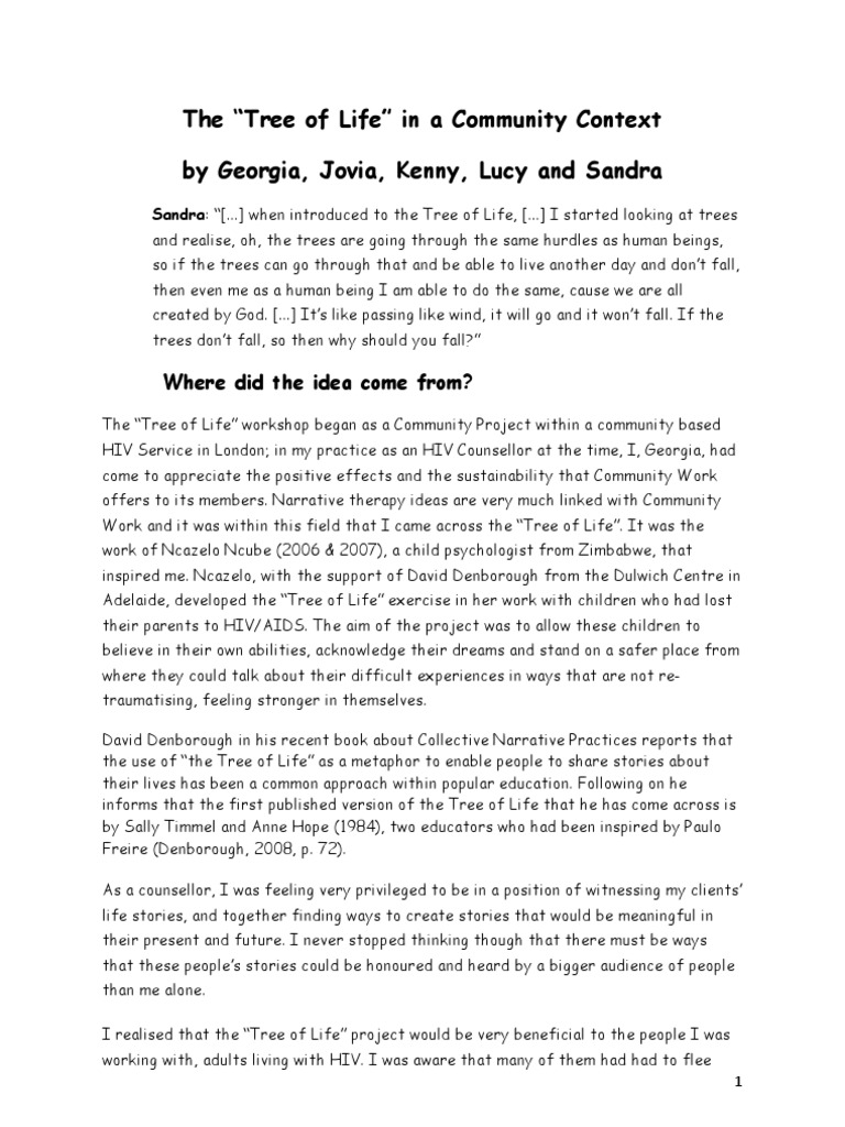 C6 Tree of Life Community Context | PDF | Psychotherapy | Behavioural ...