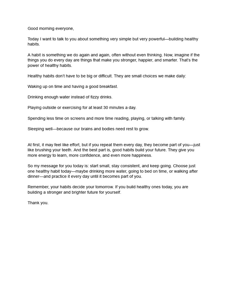 Healthy Habits | PDF